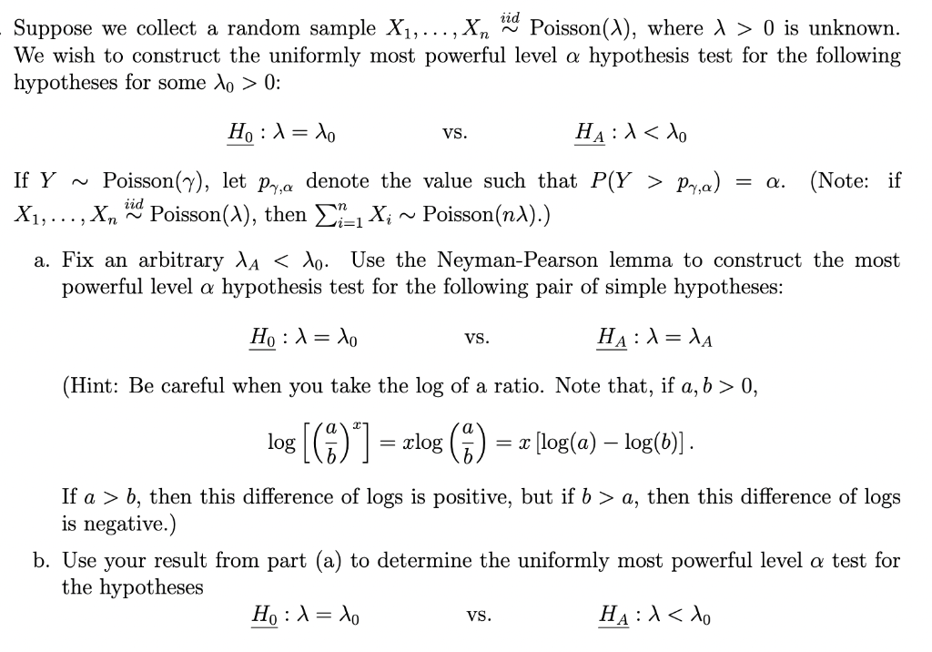 Solved Suppose we collect a random sample X1,..., Xn vid | Chegg.com