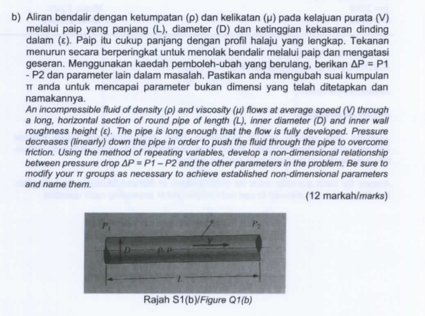 Solved b) Aliran bendalir dengan ketumpatan (p) dan | Chegg.com