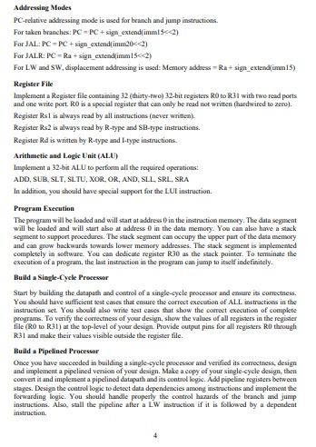 Objectives: Designing a Pipelined 32-bit RISC | Chegg.com