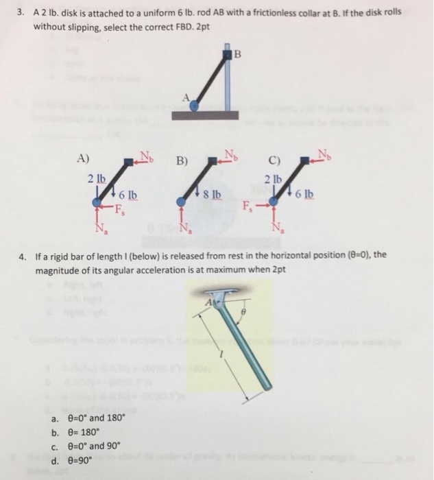 Solved A 2 lb. disk is attached to a uniform 6 lb. rod AB | Chegg.com