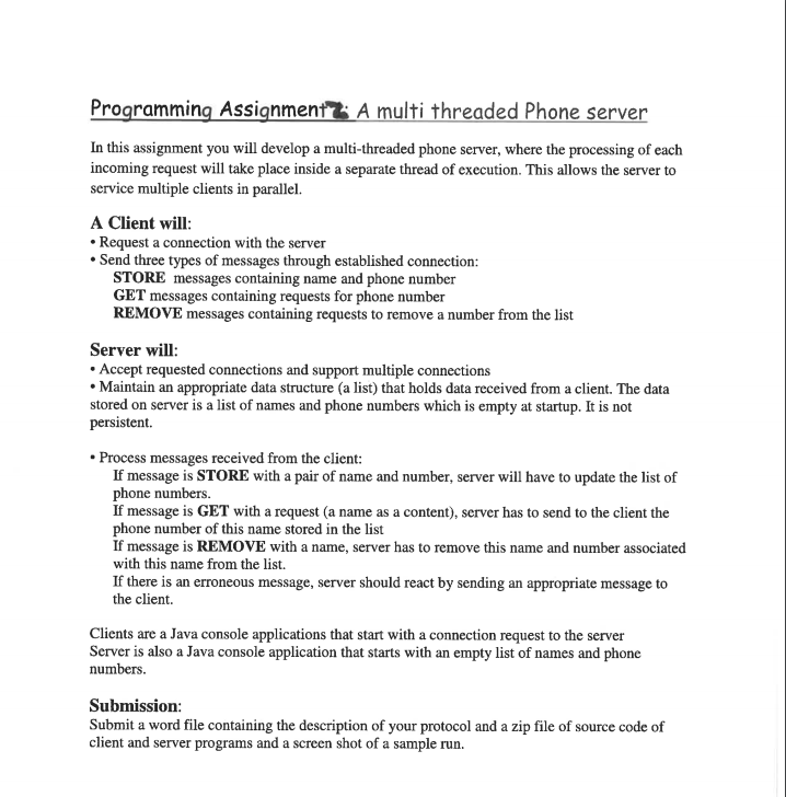 Solved Programming Assignment 3 A multi threaded Phone | Chegg.com