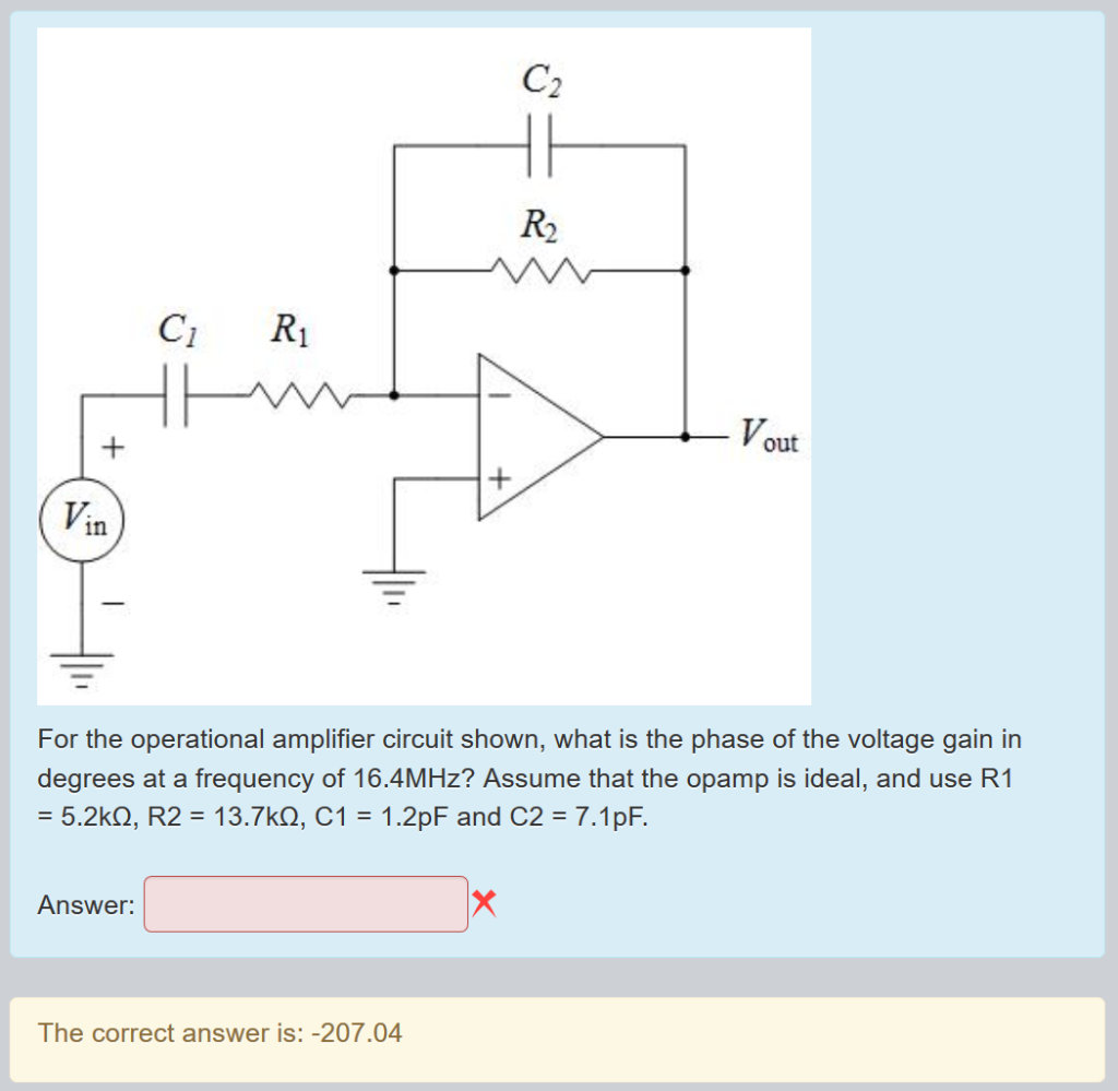 Solved C2 R2 C RI Vout in For the operational amplifier | Chegg.com