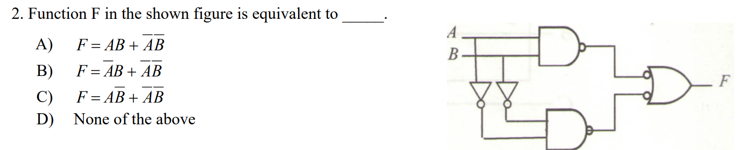 2. Function F in the shown figure is equivalent to A) | Chegg.com