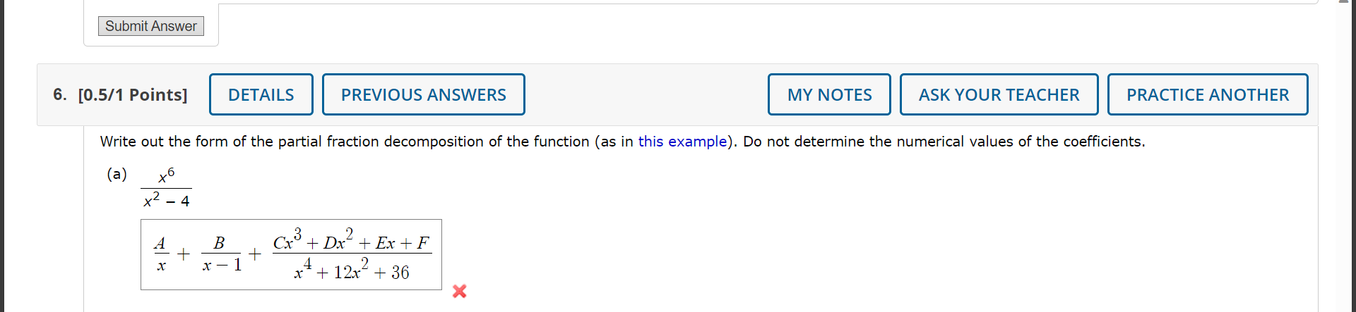 Solved Write out the form of the partial fraction | Chegg.com