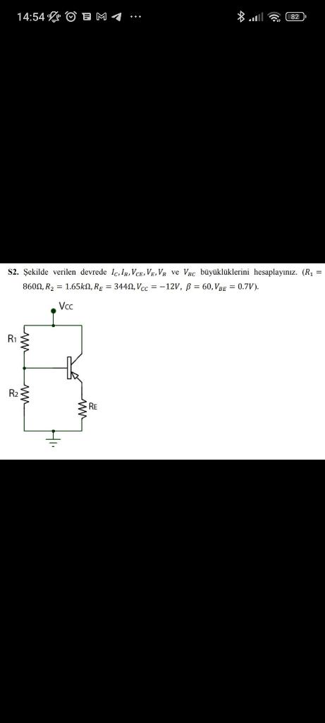 Solved Calculate 𝐼𝐶,𝐼𝐵, 𝑉𝐶𝐸, 𝑉𝐸, 𝑉𝐵 and | Chegg.com