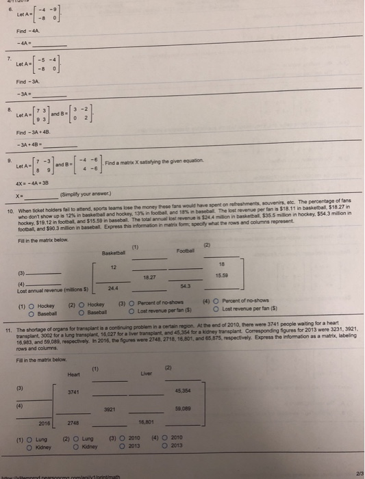 Solved -8 0 Find -4A. -4A Let A5 -8 0 Find-3A LetA-7 3 and | Chegg.com