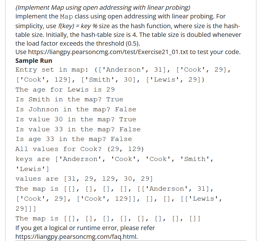 Solved IN PYTHON (How do you Implement a Map with linear | Chegg.com