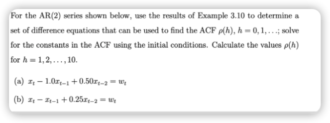 Solved for the AR(2) series shown below, use the results of | Chegg.com