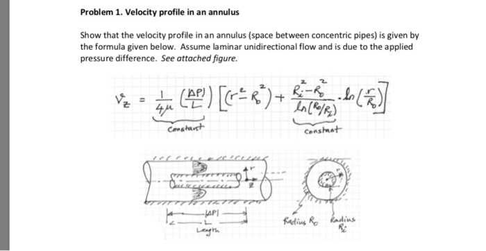 Solved Problem 1. Velocity profile in an annulus Show that | Chegg.com