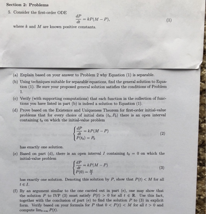 Solved Problems 2. der ODE 5. Consider the first-order ODE | Chegg.com