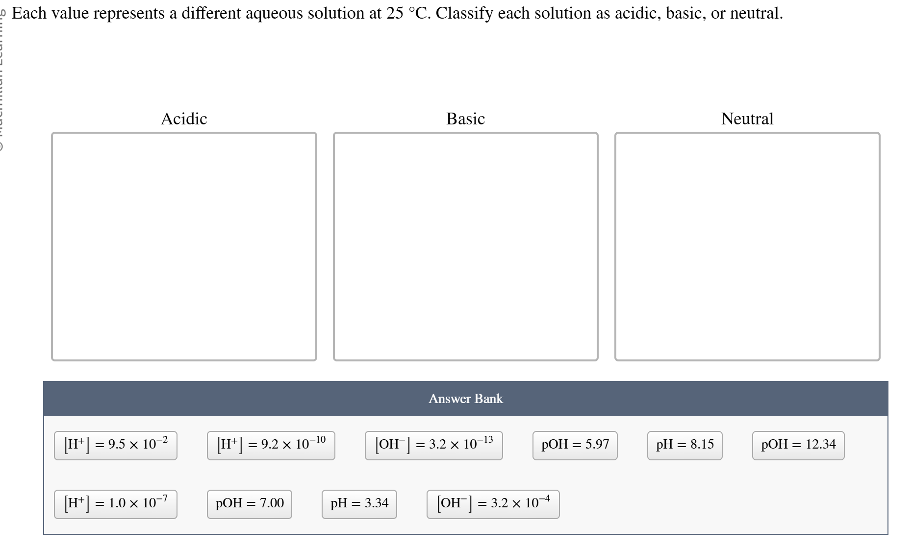 Solved Each value represents a different aqueous solution | Chegg.com