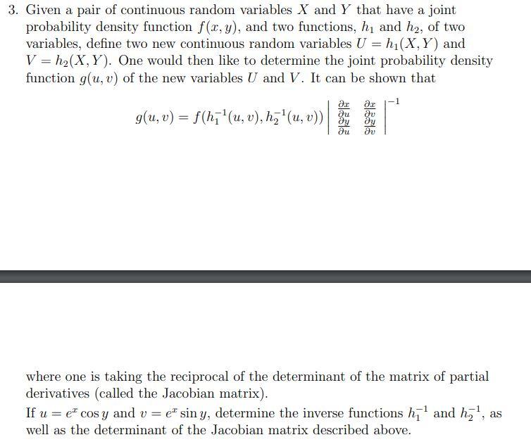 Solved 3. Given a pair of continuous random variables X and | Chegg.com