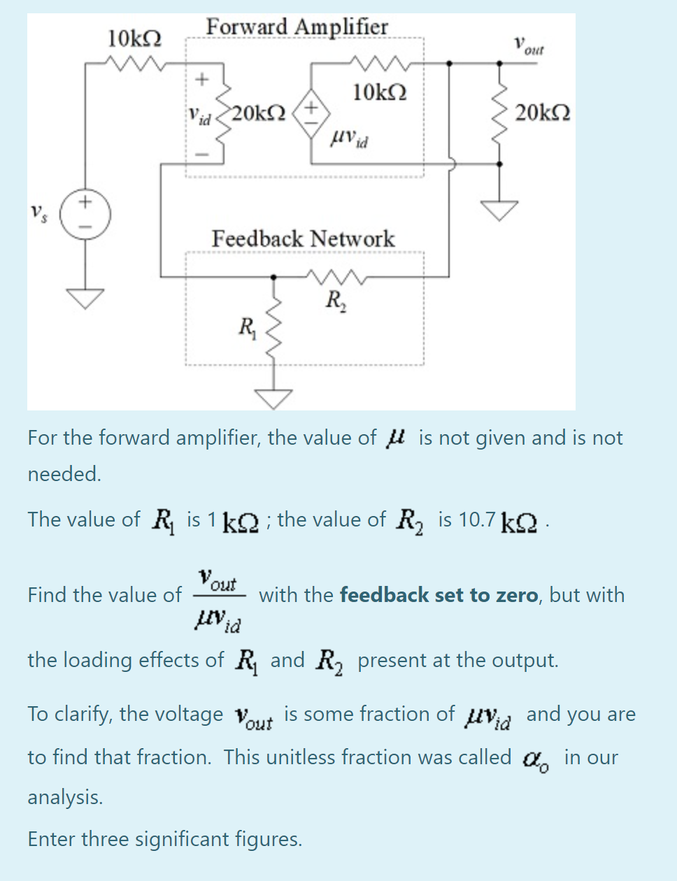 Solved 10kO2 Forward Amplifier 1 our 10kΩ 2 20kΩ 20kΩ id | Chegg.com