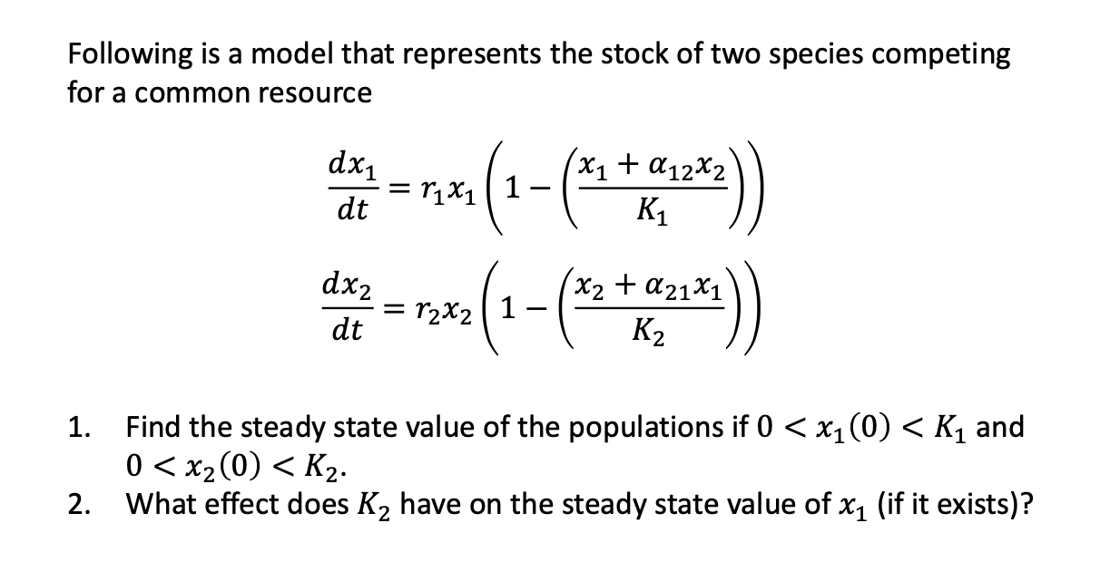 Following is a model that represents the stock of two | Chegg.com