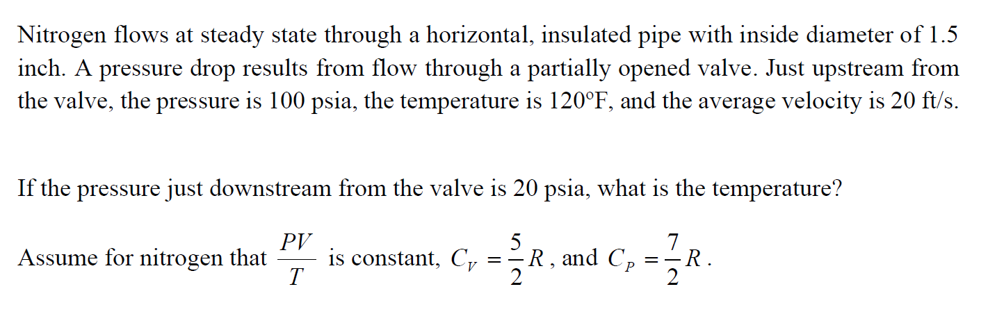 Solved Nitrogen flows at steady state through a horizontal, | Chegg.com