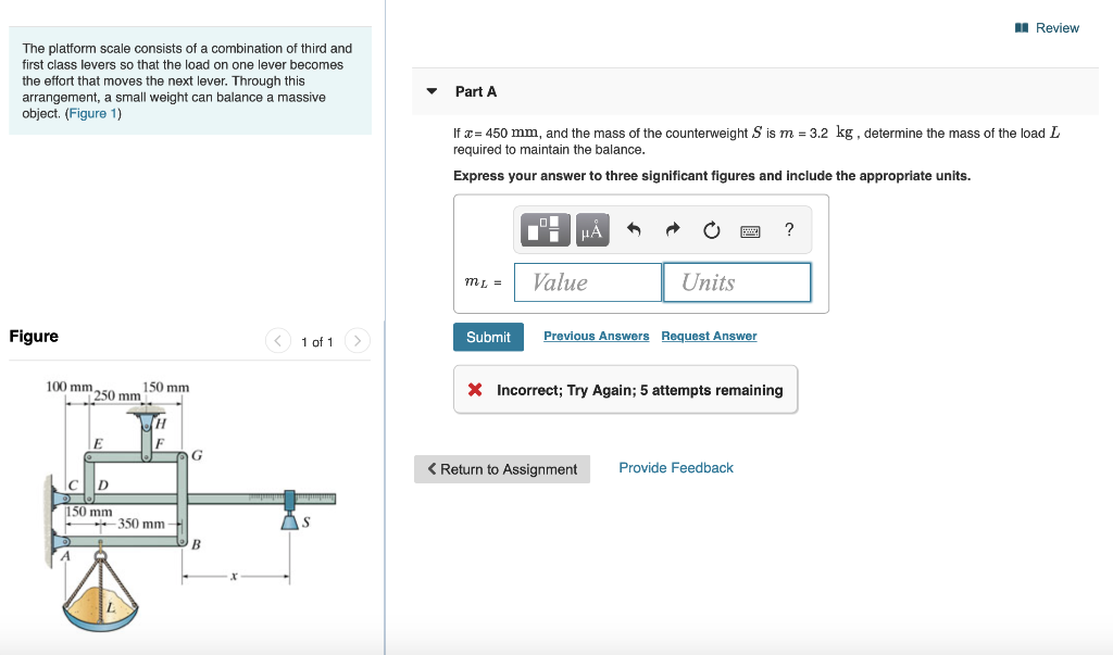 Solved Review The platform scale consists of a combination | Chegg.com