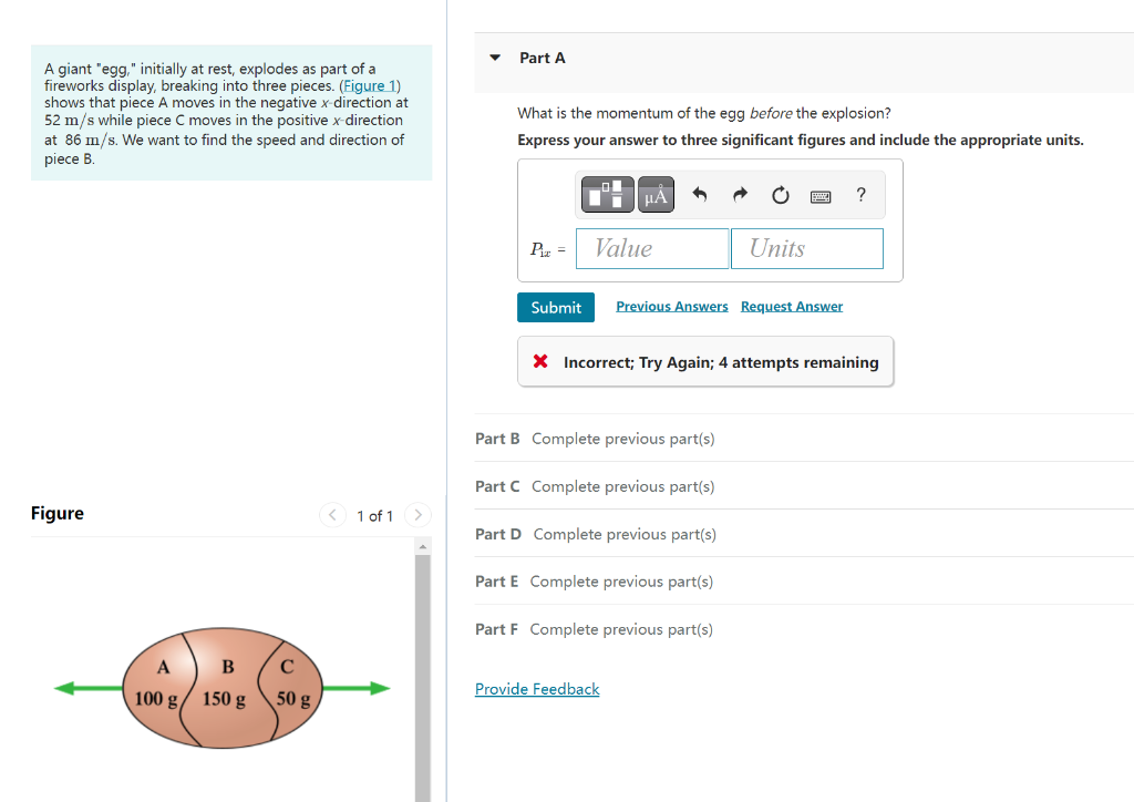 Solved A giant "egg," initially at rest, explodes as part of | Chegg.com