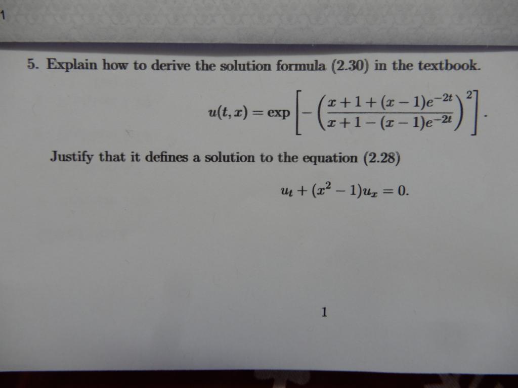 Solved 5. Explain how to derive the solution formula (2.30) | Chegg.com