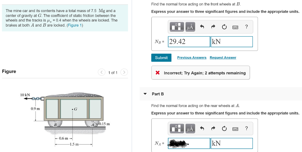 Solved Find the normal force acting on the front wheels at B | Chegg.com