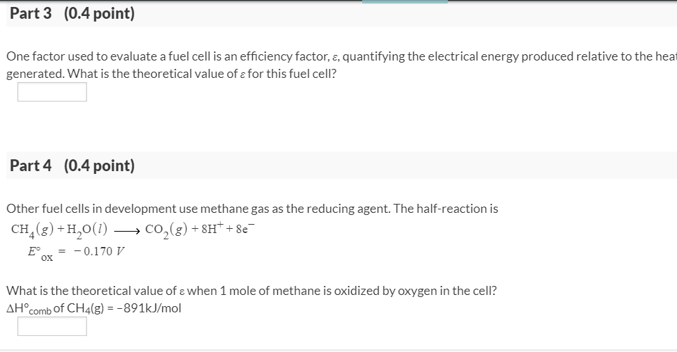 Solved 03 Question (2 points) In a typical hydrogen fuel | Chegg.com