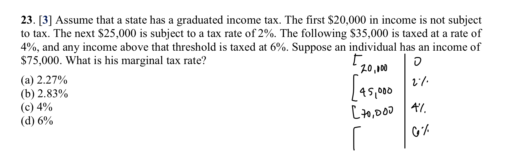 Solved 23. [3] Assume that a state has a graduated income | Chegg.com