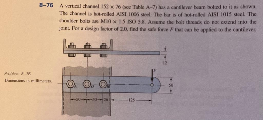 Solved 8-76 A vertical channel 152×76 (see Table A-7) has a | Chegg.com