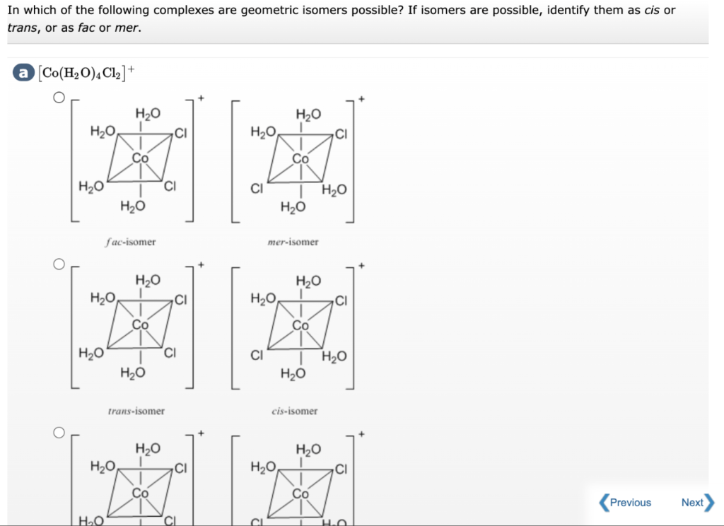 Solved In Which Of The Following Complexes Are Geometric