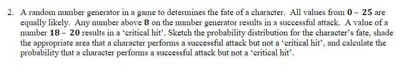 Solved A random number generator in a game to determines the | Chegg.com