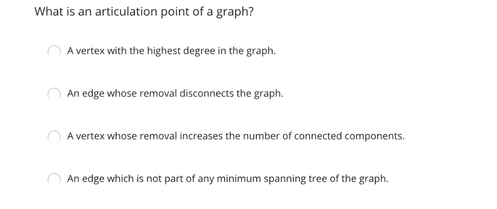 Solved What is an articulation point of a graph? A | Chegg.com