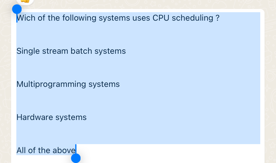 Solved Wich of the following systems uses CPU | Chegg.com