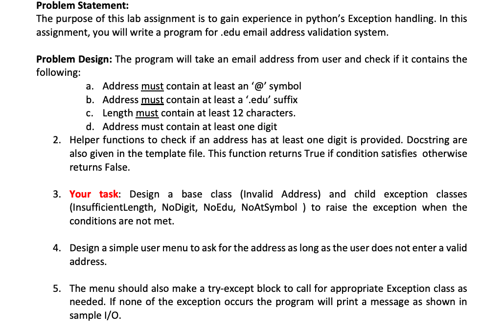 Solved Problem Statement: The purpose of this lab assignment | Chegg.com