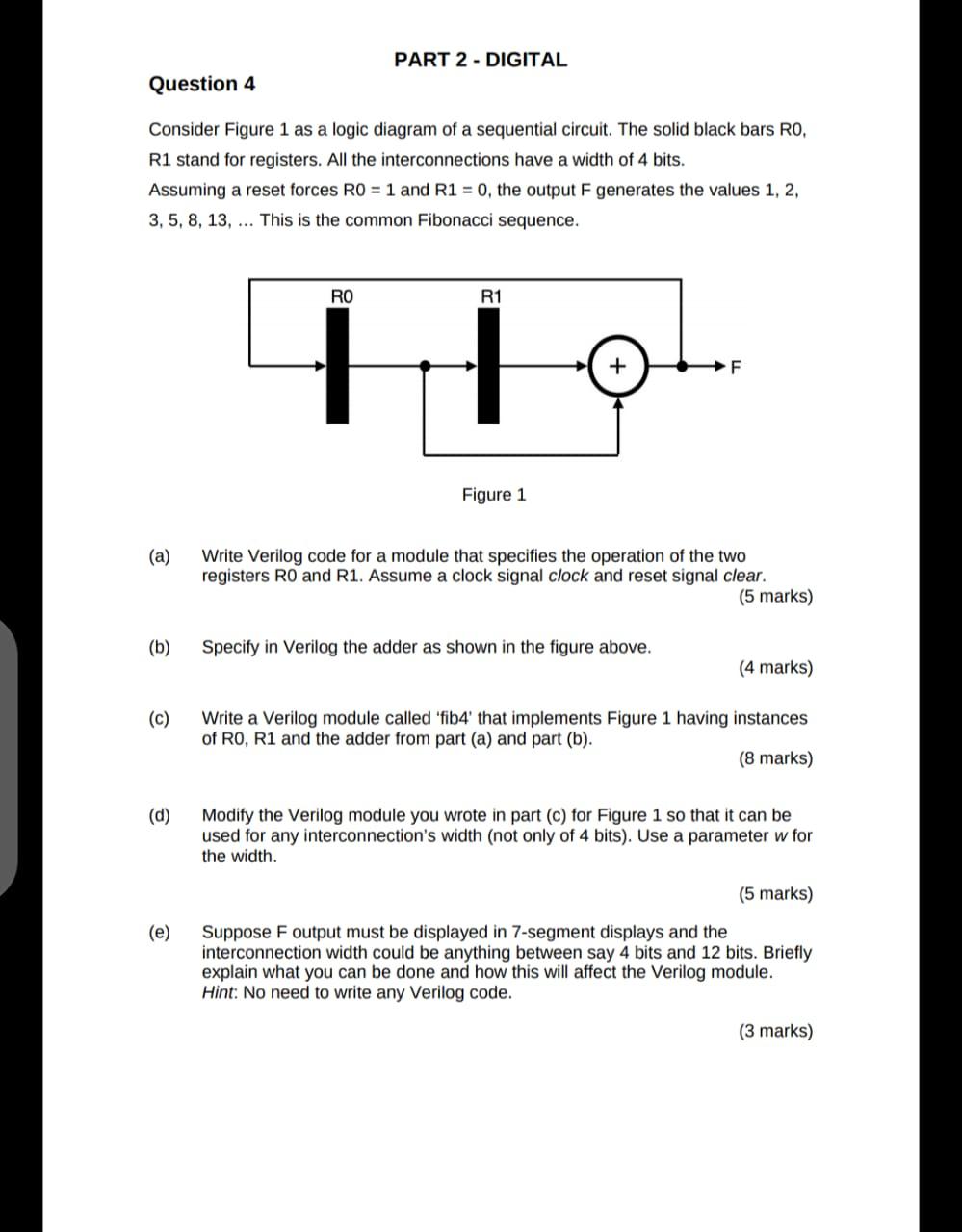 PART 2 - DIGITAL Question 4 Consider Figure 1 as a | Chegg.com