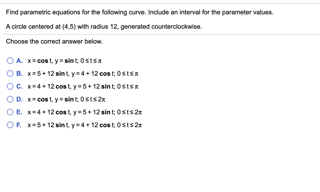 Solved Find parametric equations for the following curve. | Chegg.com