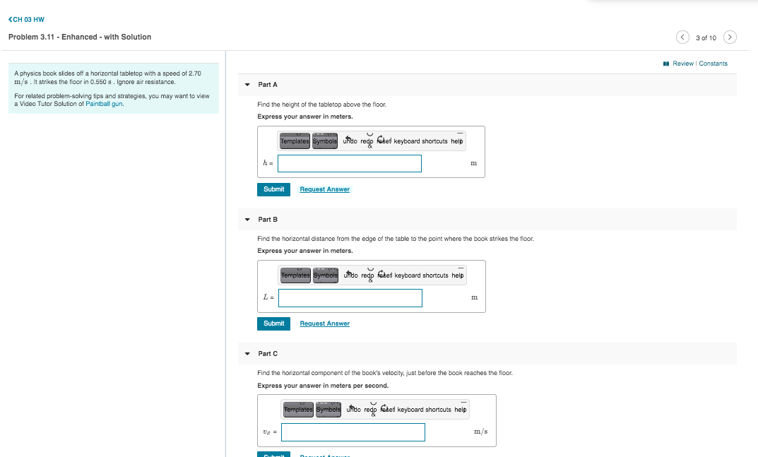 Solved A physics book slides off a horizontal tabletop with | Chegg.com