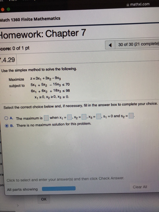 Solved mathxl.com Math 1360 Finite Mathematics Homework: | Chegg.com