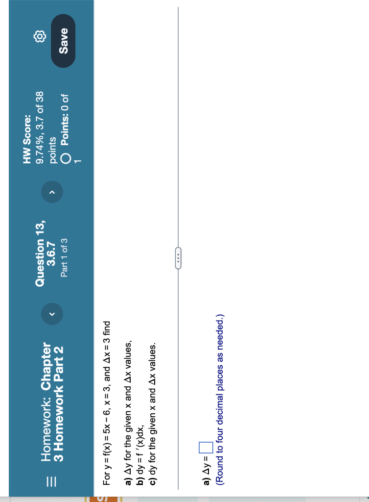 Solved |||| Homework: Chapter 3 Homework Part 2 For y = f(x) | Chegg.com
