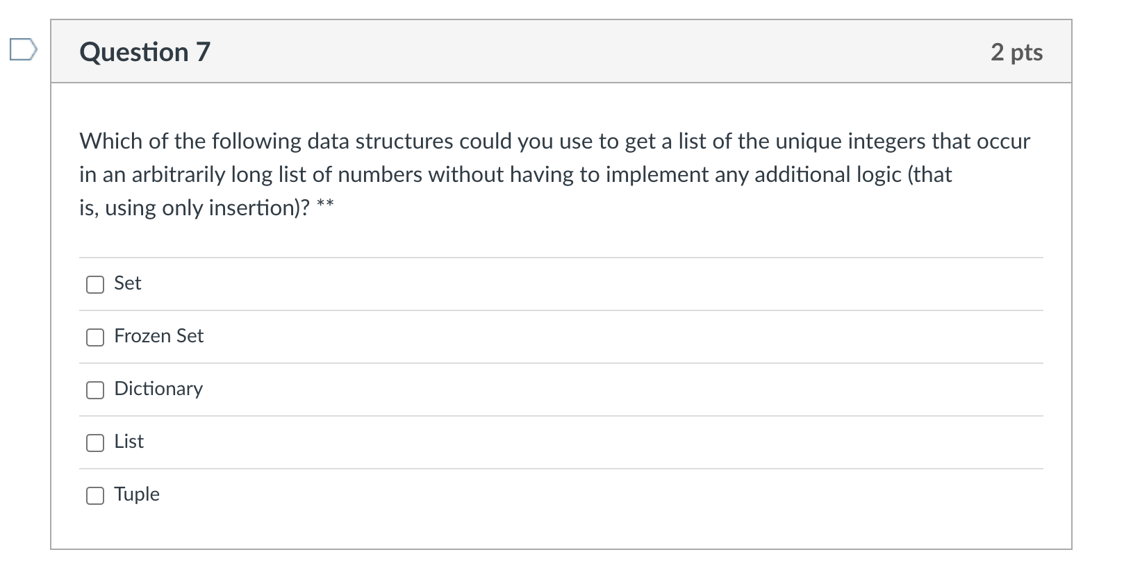 Solved Which of the following data structures could you use | Chegg.com