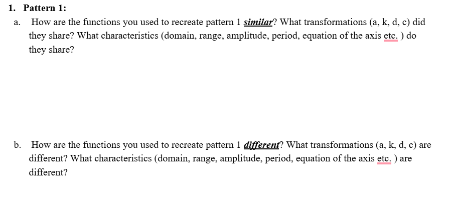 WHILE using the same questions answer the patterns | Chegg.com