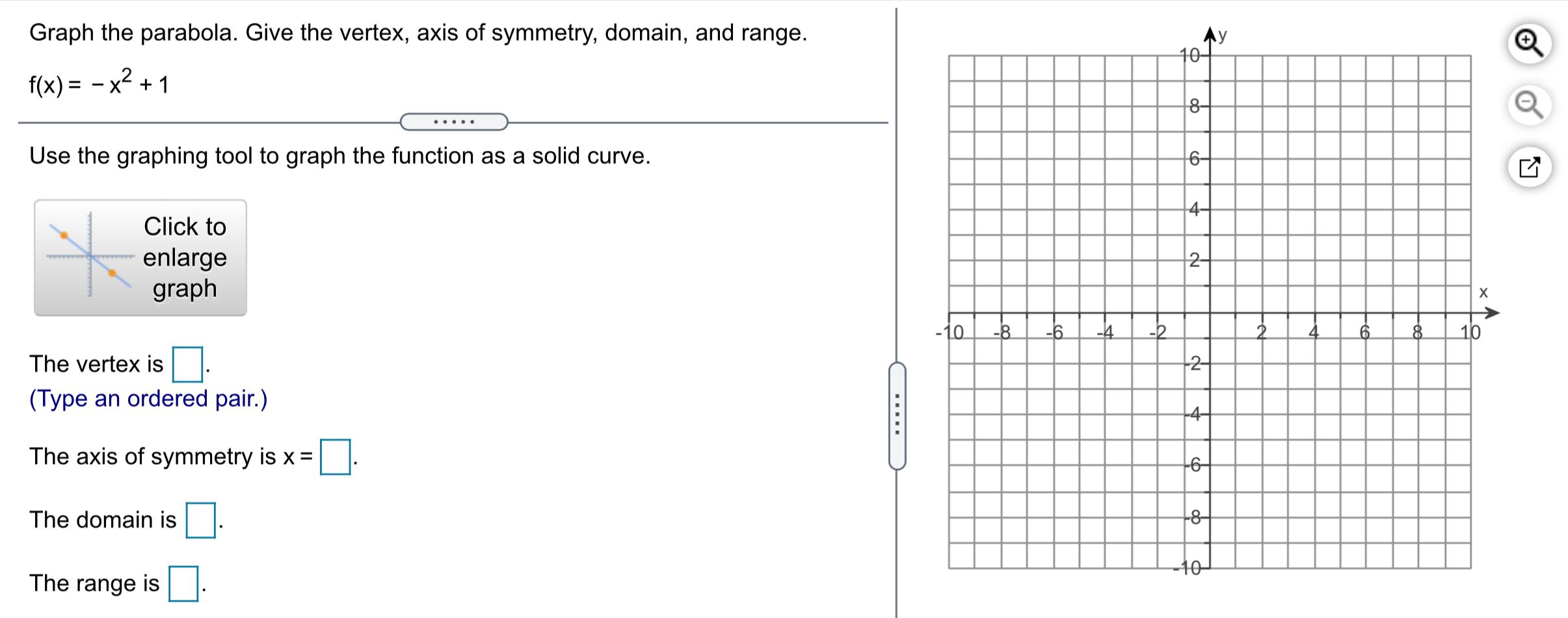 Solved Graph the parabola. Give the vertex, axis of | Chegg.com