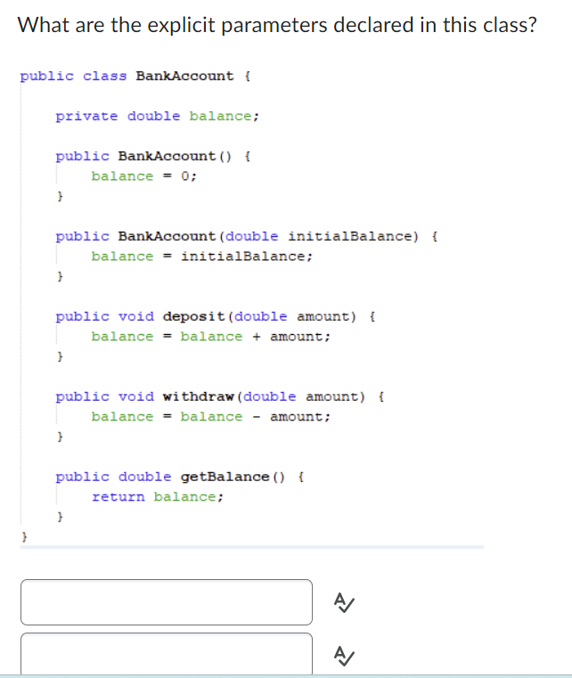 Solved What are the constructors declared in this class? | Chegg.com