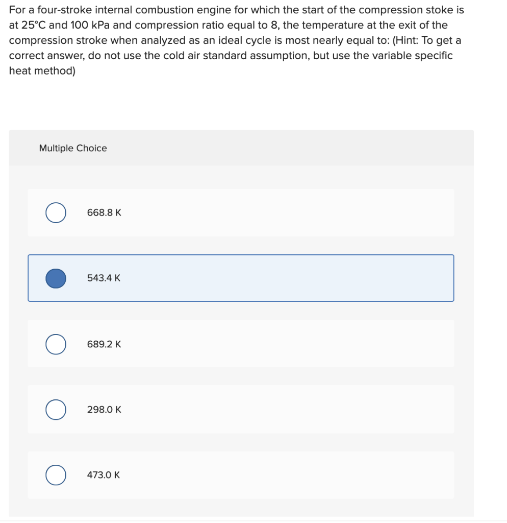 Solved For a four-stroke internal combustion engine for | Chegg.com