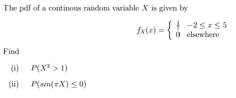 Solved The pdf of a continous random variable X is given by | Chegg.com
