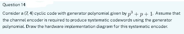 Solved Consider a (7,4) cyclic code with generator | Chegg.com
