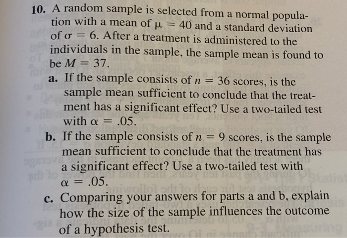 Solved 10. A random sample is selected from a normal popula- | Chegg.com