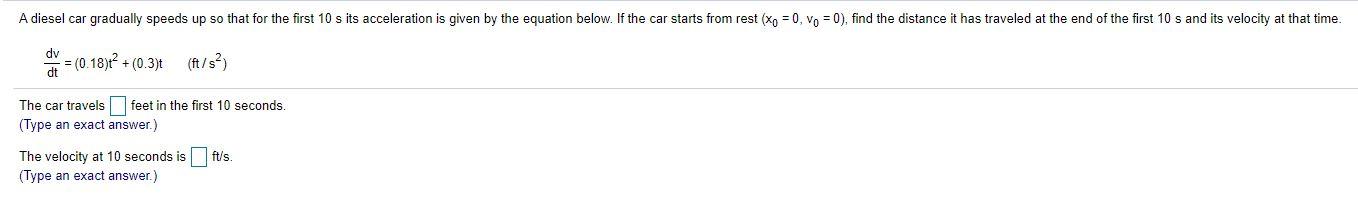 Solved A diesel car gradually speeds up so that for the | Chegg.com