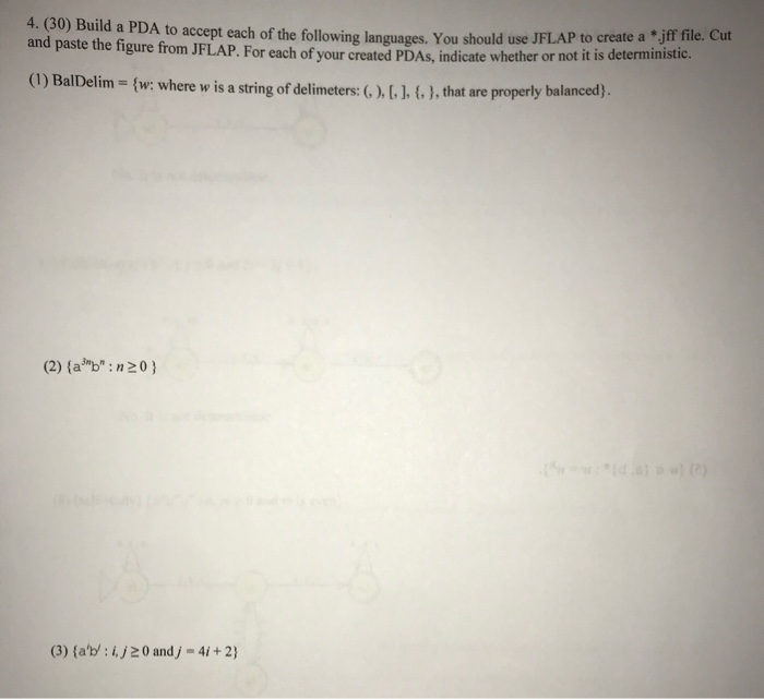 Solved 4. (30) Build a PDA to accept each of the following | Chegg.com