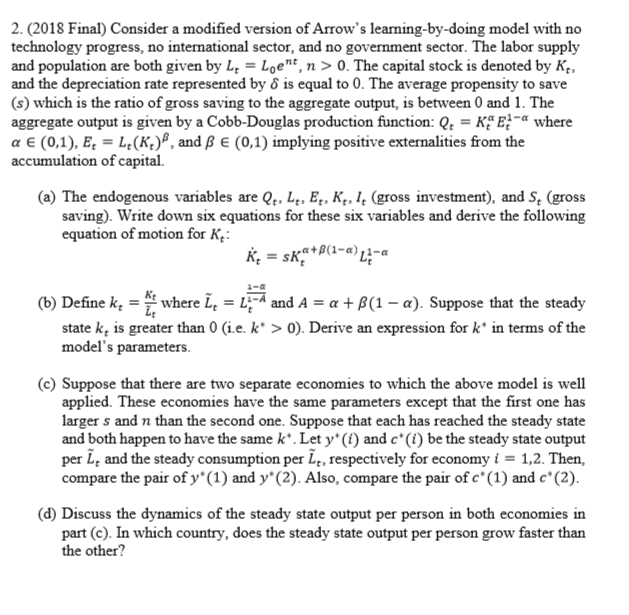 Solved 2. (2018 Final) Consider a modified version of | Chegg.com