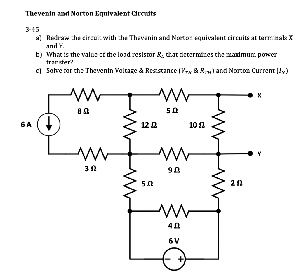 Solved Thevenin and Norton Equivalent Circuits 3-45 a) | Chegg.com