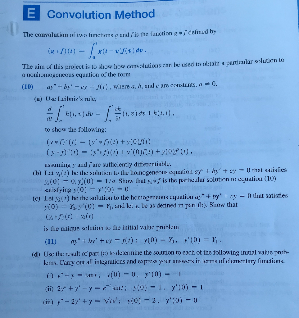 Solved E Convolution Method The convolution of two functions | Chegg.com
