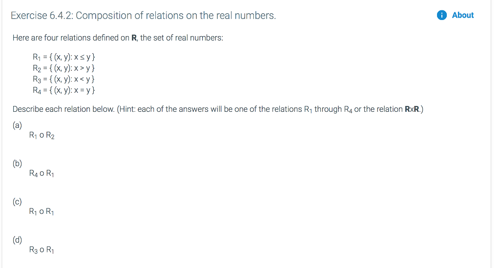 Solved Exercise 6.4.2: Composition of relations on the real | Chegg.com